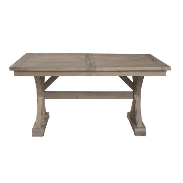 Laurel Foundry Modern Farmhouse Inglesbatch Extendable Pine Solid Wood Trestle Dining Table ...
